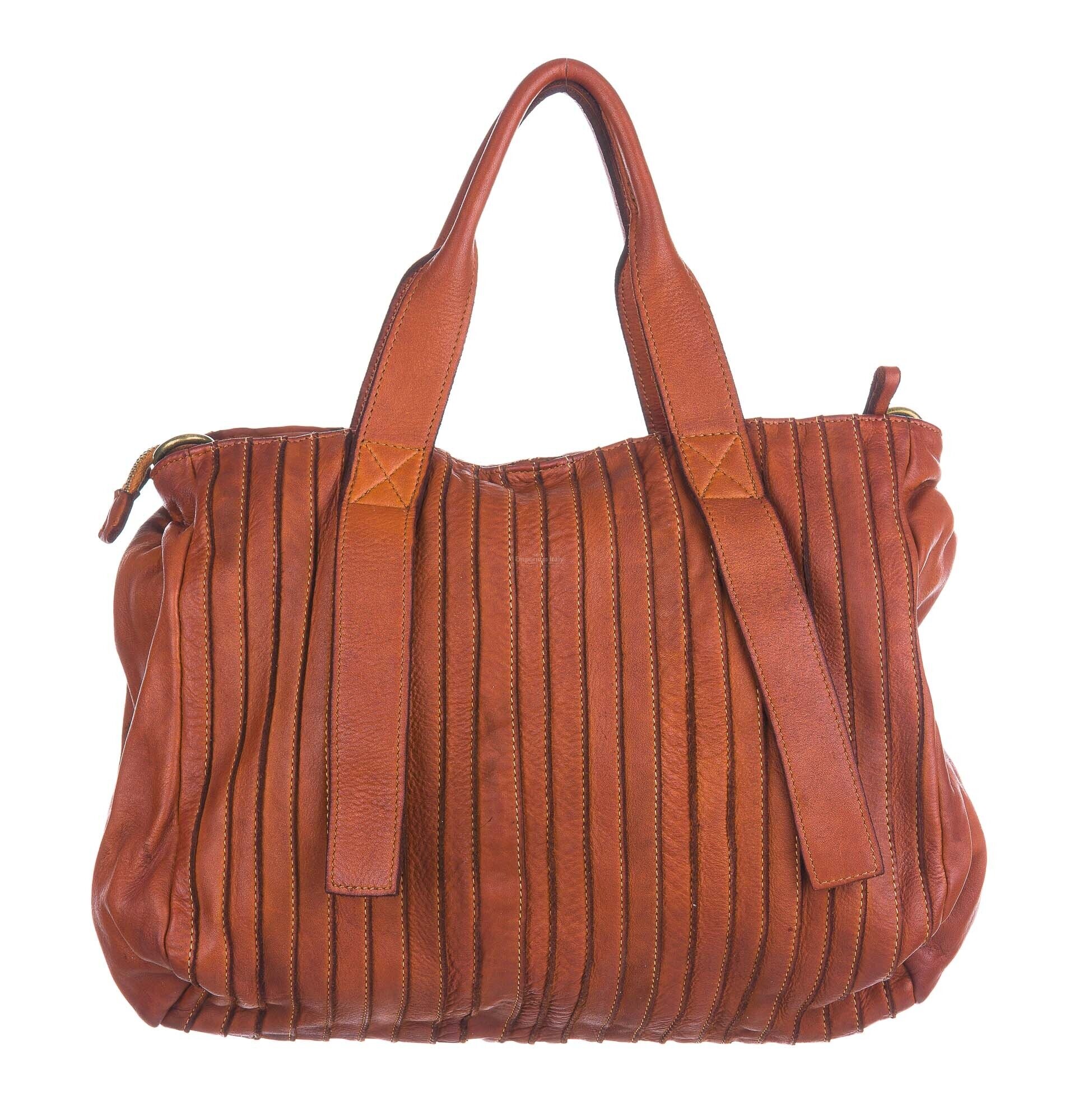 Borsa donna ELSA in vera pelle vintage, colore MIELE, CHIAROSCURO, Made ...