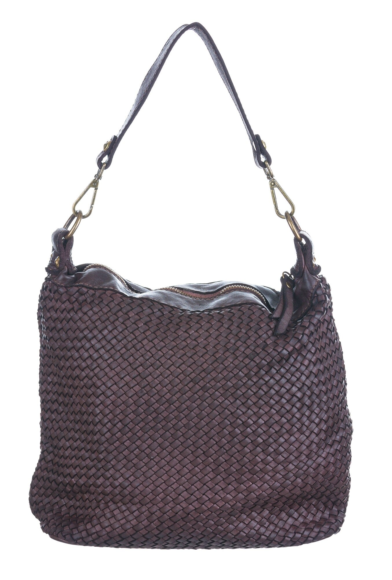 Borsa donna TESSA in vera pelle vintage, colore TESTA DI MORO ...