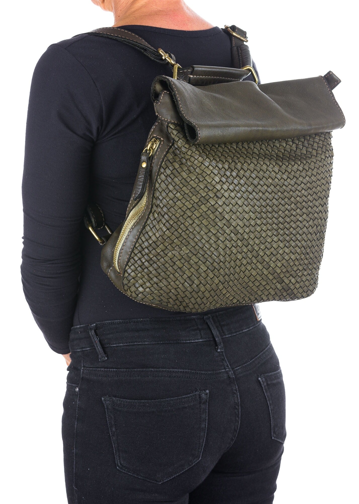 Borsa zaino donna MONTE PISANINO in vera pelle lavata vintage ...