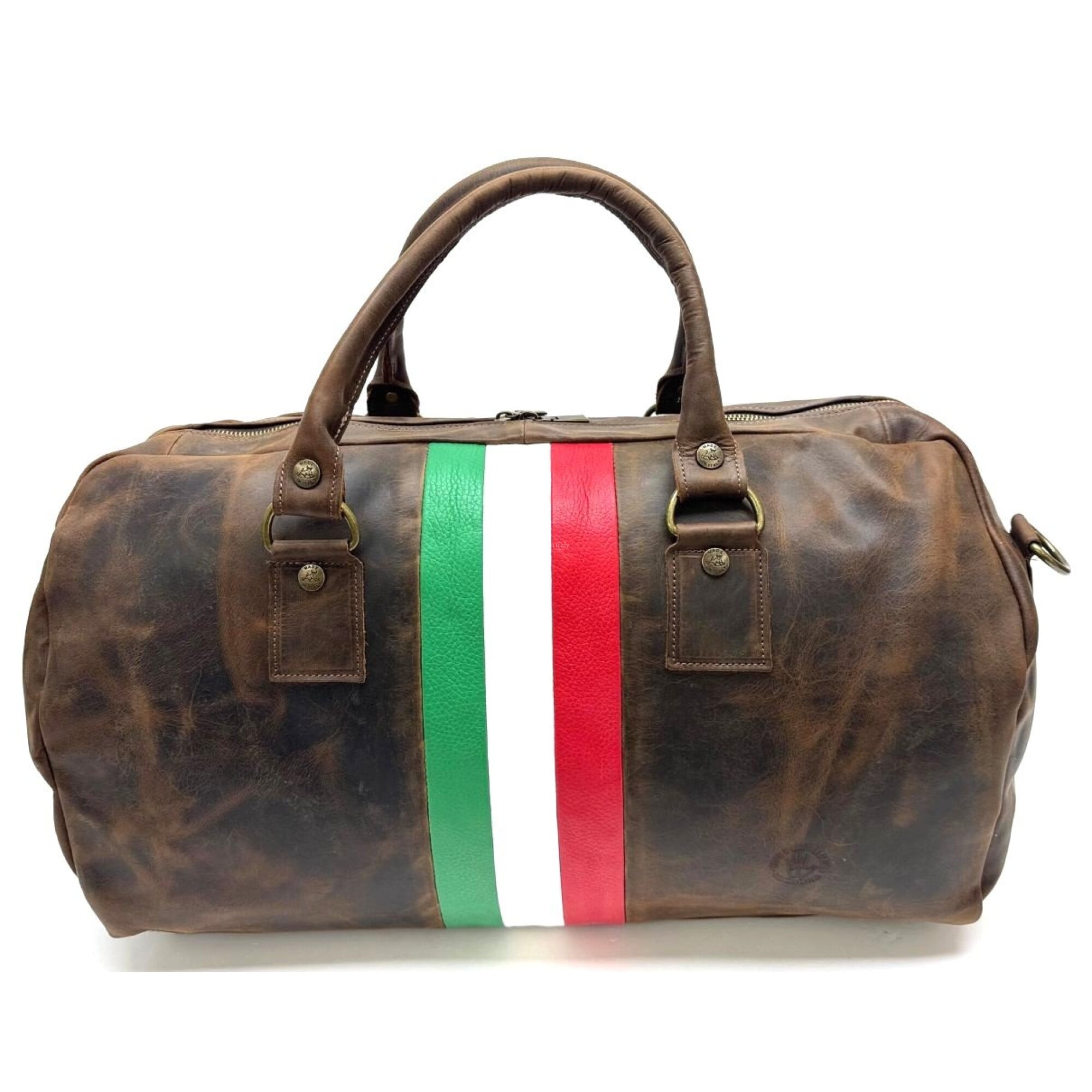 Borsa da viaggio in vero cuoio COMO MAXI, colore NABUK MARRONE ...