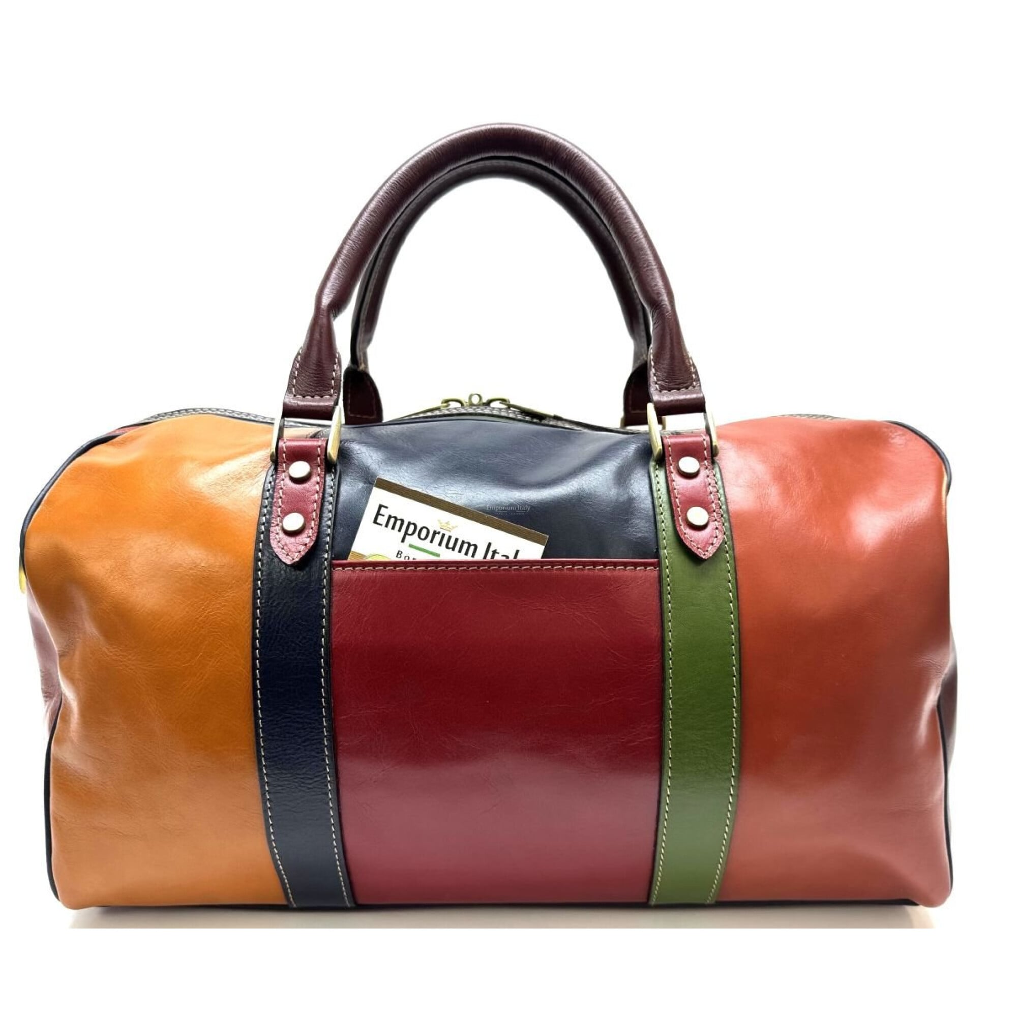 Genuine leather travel bag TICINO MEDIUM, multicolor, SANTINI, MADE in ...